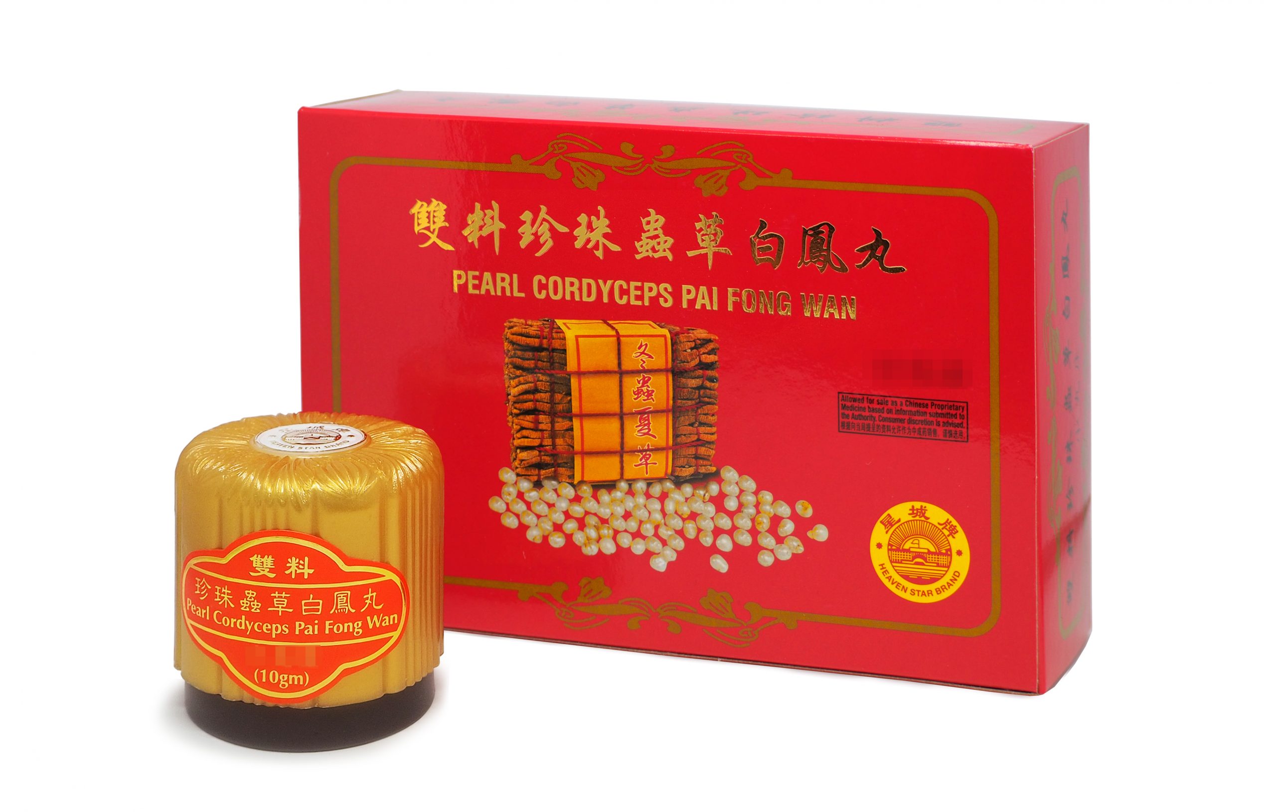 Heaven Star® Pearl Cordyceps Pai Fong Wan 双料珍珠虫草白凤丸 （大丸庄） (6 x 10g)